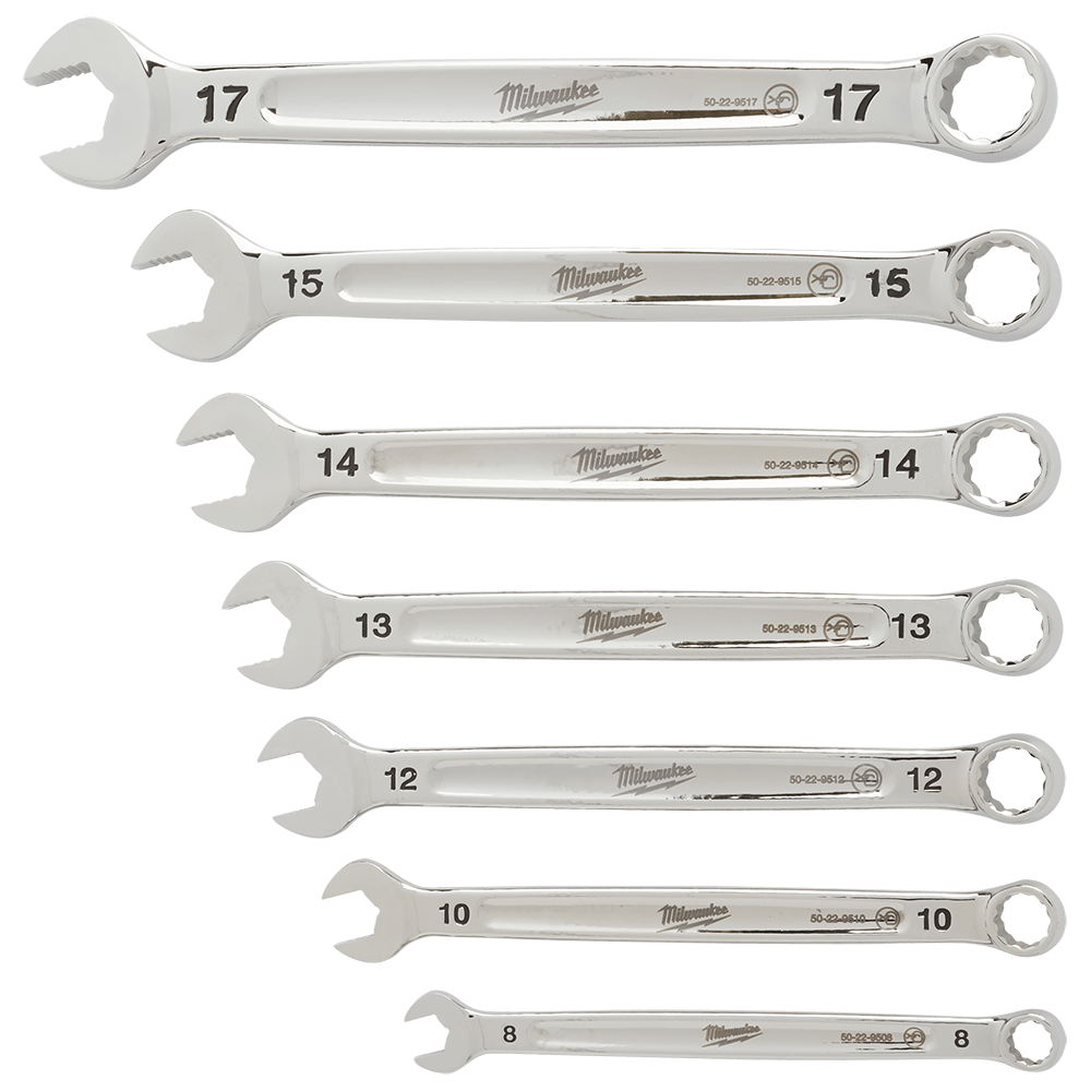 Milwaukee 7 Piece Metric Combination Spanner Set - 48229507 | TradeTools