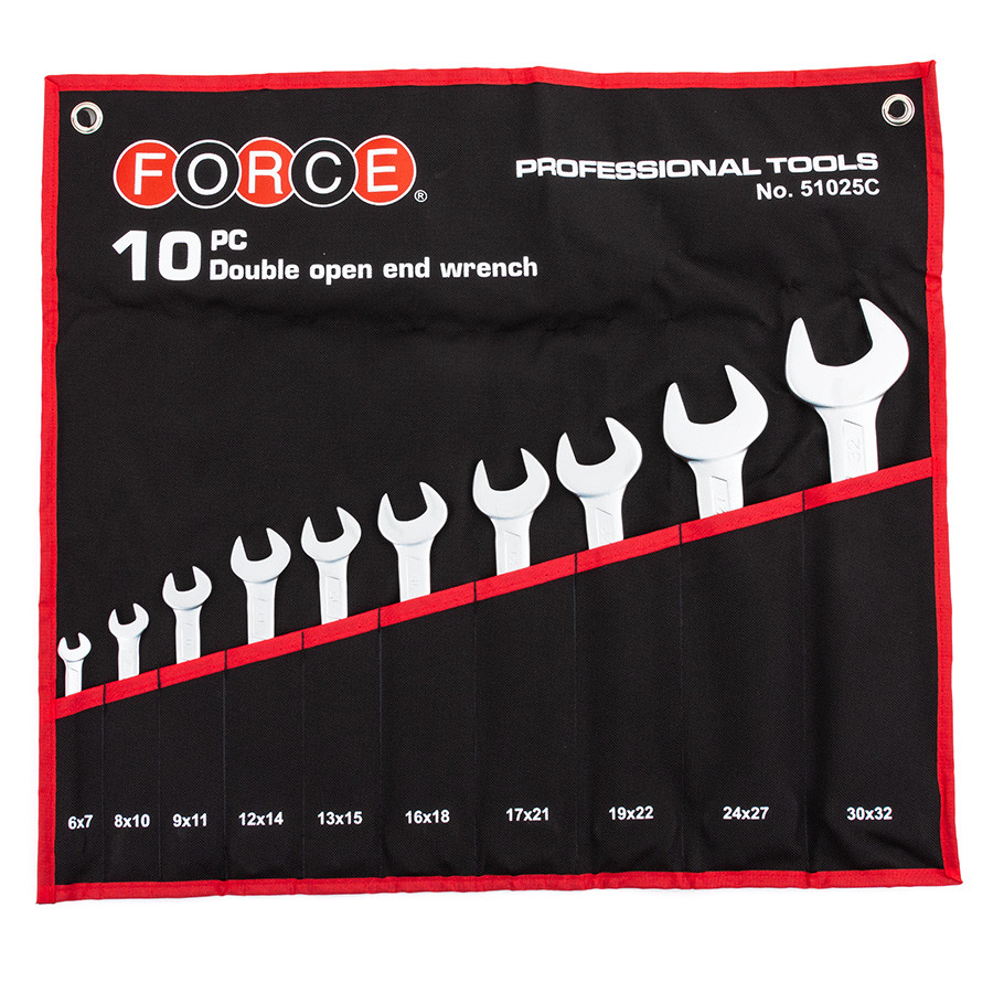 Force 10 Piece Assorted Metric Double Open Ended Spanners Set - 51025C ...