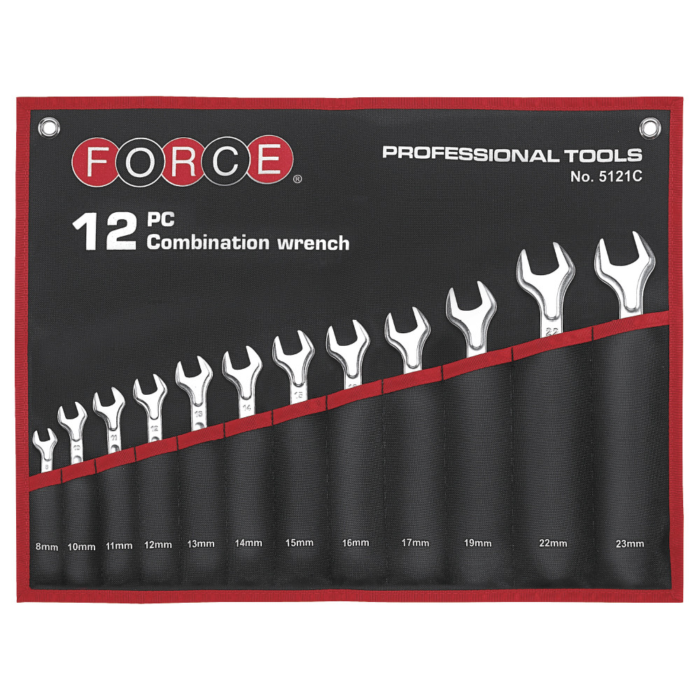 Force 12 Piece Metric Ring & Open End Spanner Set - 5121C | TradeTools