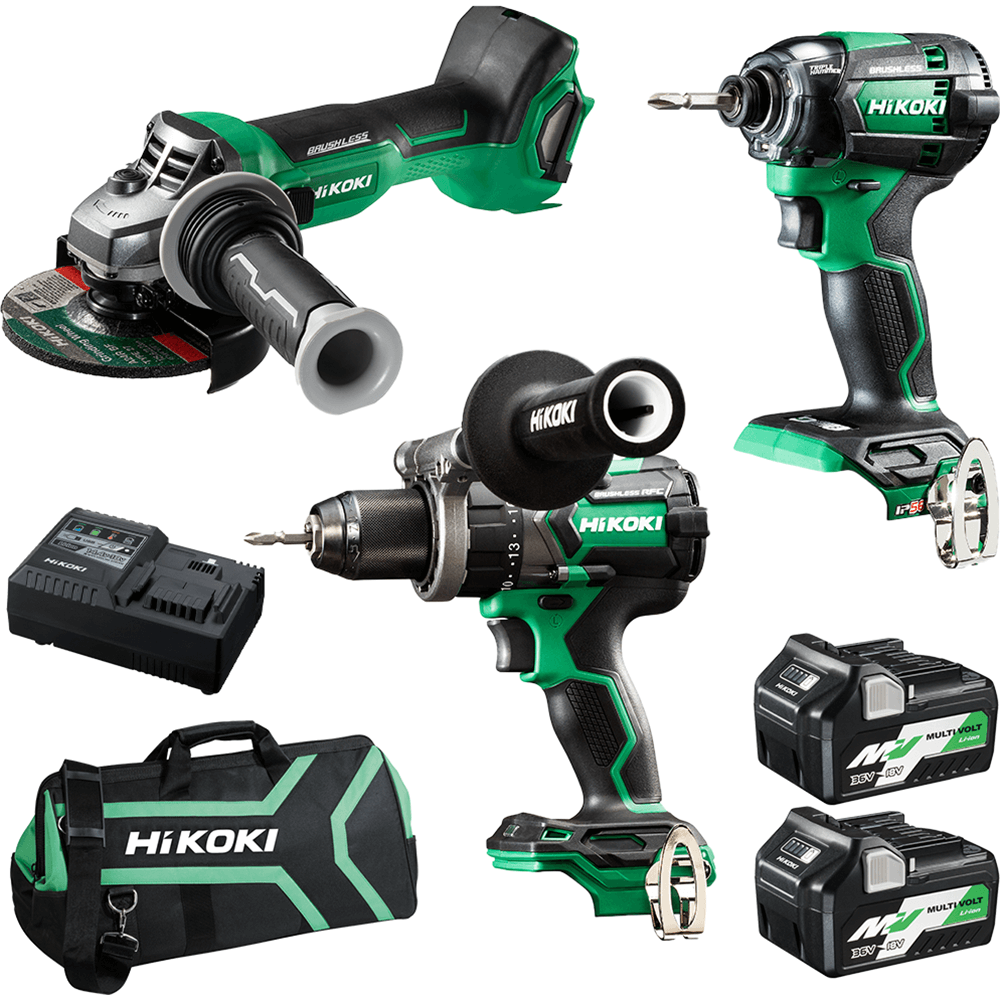 HiKOKI 18V 5.0Ah MultiVolt Heavy Duty 3 Piece Brushless Cordless Combo ...