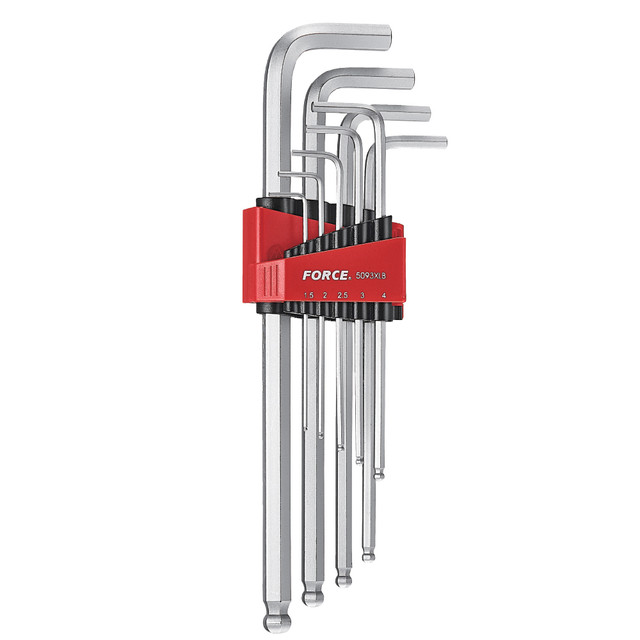 Force 9 Piece Assorted Long Metric Ball Drive Hex Key Set - 5093XLB ...