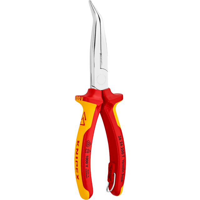 Knipex 1000V Insulated 200mm Tethered 40 Degree Bent Needle Nose Side ...