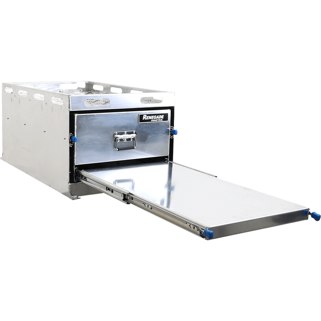 Renegade Industrial 450mm Drawer & Slide Out Work Bench/Tray Aluminium ...