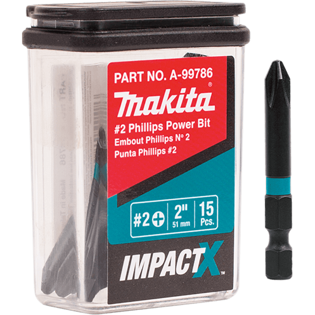 Makita Impact-X PH2 x 51mm (2") Driver Bits in Flip-Top Case - 15 Pack ...