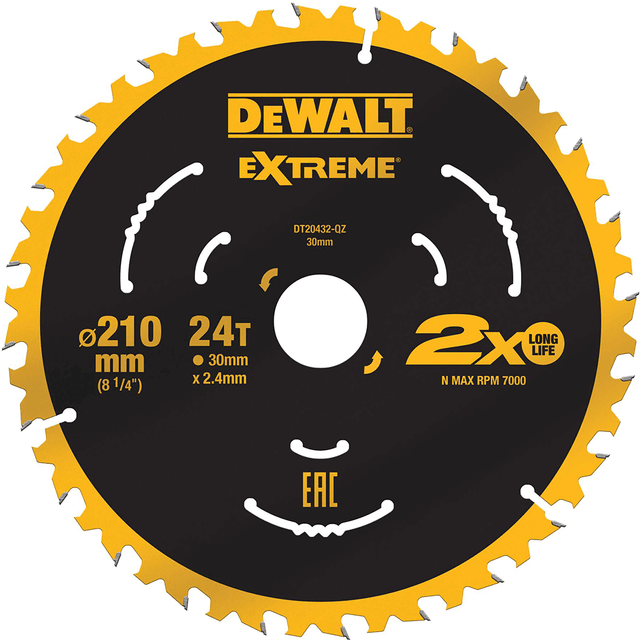 DeWALT 210mm (8-1/4") x 24T EXTREME Circular Saw Blade Suits DWE7485-XE ...