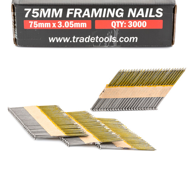 Renegade Industrial 3.05mm x 75mm Bright Finish Smooth Shank 34 Degree ...