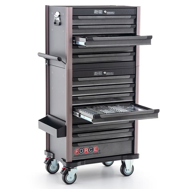 Force 562 Piece Tool Kit (A&B) 5 Drawer Tool Chest & 8 Drawer Black ...