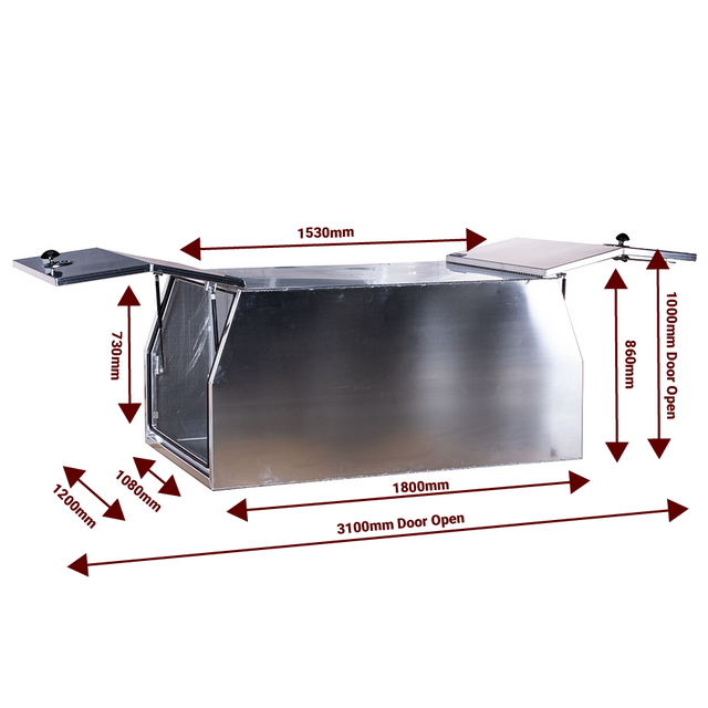 Renegade Industrial 1200mm 2 Door 3PLS Flat 2.5mm Aluminium Ute Canopy ...