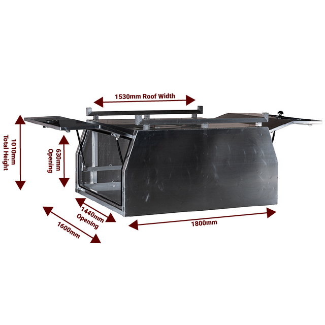 Renegade Industrial 1600mm 2 Door 3PLS Flat 2.5mm Aluminium Ute Canopy ...
