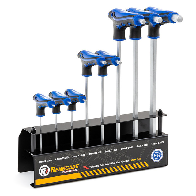 Renegade Industrial 8 Piece Metric T-Handle Hex Key Set With Stand ...