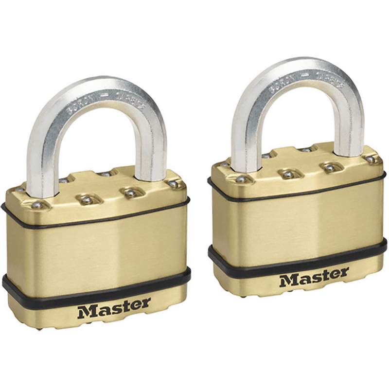 Master Lock 50mm Brass Covered Laminated Steel Excell Padlocks - 2 Pack ...