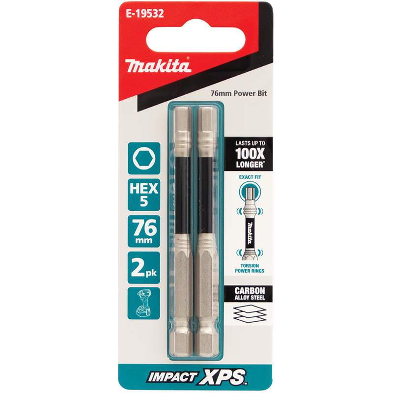 Makita Impact-X HEX 5mm x 89mm (3-1/2") Driver Bit - 2 Pack - E-19532 ...