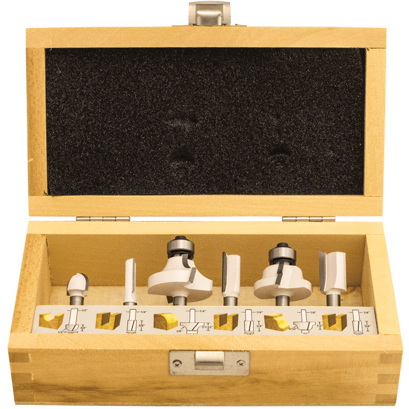 Makita 6 Piece Assorted 1/4" Shaft Router Bit Set with Wooden Box - D ...