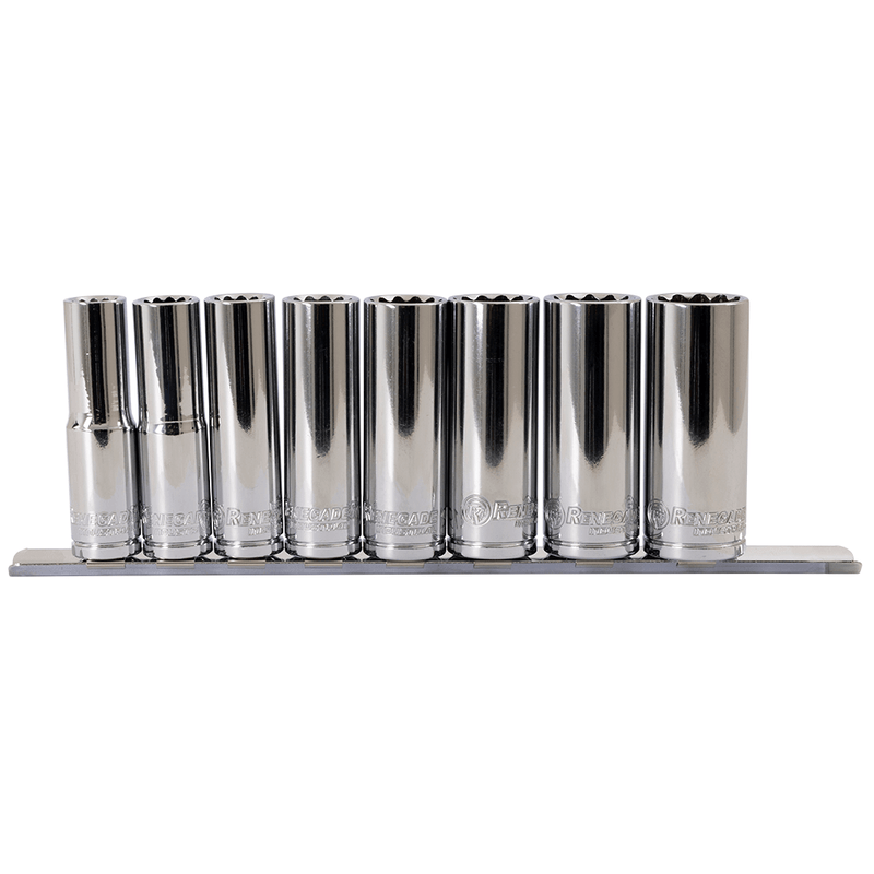 Renegade Industrial 1/2" Drive 8 Piece 12 Point Metric Deep Socket Set ...