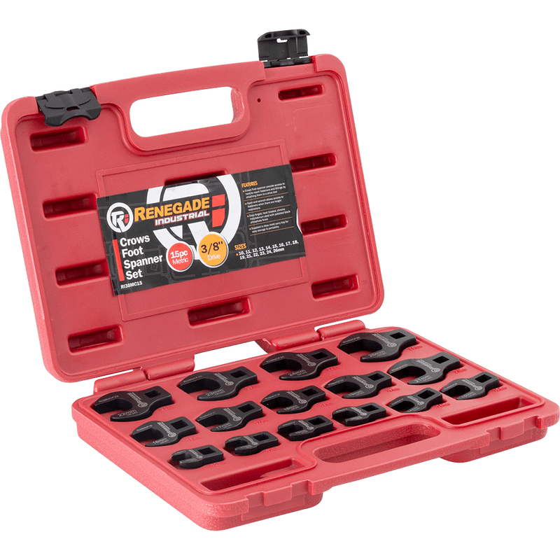 Renegade Industrial 15 Piece 3/8" Drive Metric Crows Foot Spanner Set ...