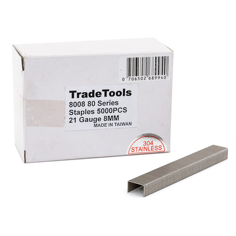 TradeTools 80 Series 304G Stainless Steel 8mm 21 Gauge Staples: Box of ...