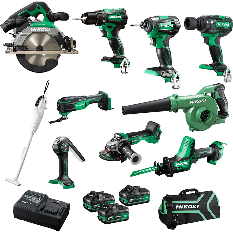 HiKOKI 18V MultiVolt Brushless Cordless 10 Piece Combo Kit - KC18D10P2 ...