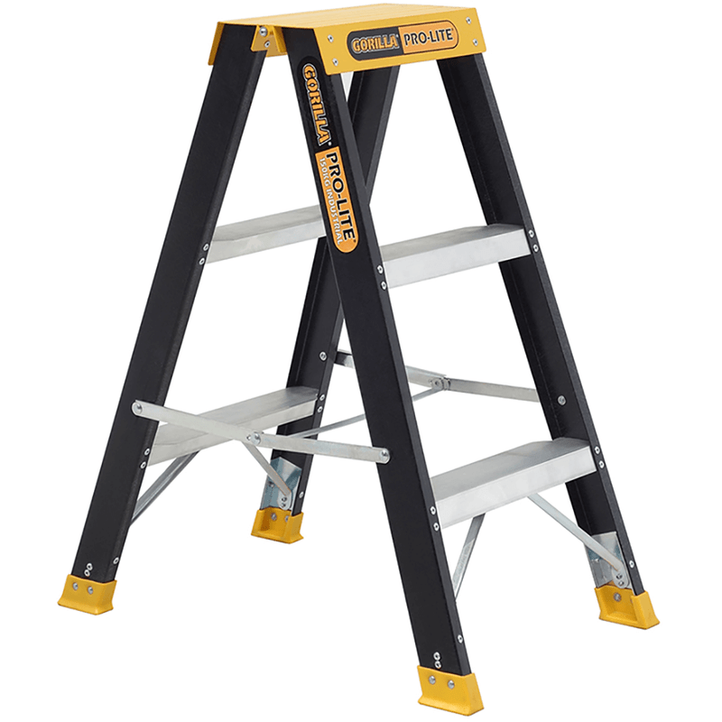 Gorilla 0.85M Pro-Lite 3 Step Industrial Double Sided Fibreglass Step ...