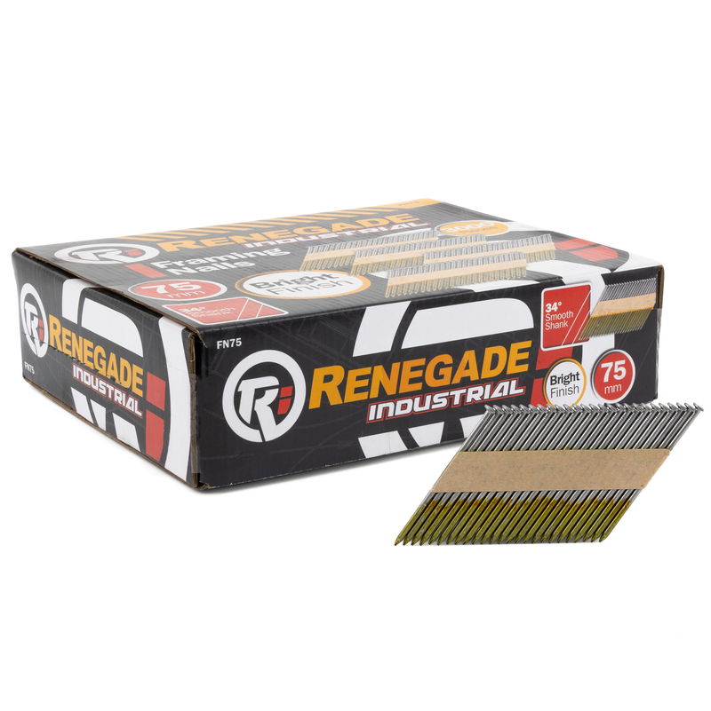 Renegade Industrial 3.05mm x 75mm Bright Finish Smooth Shank 34 Degree ...