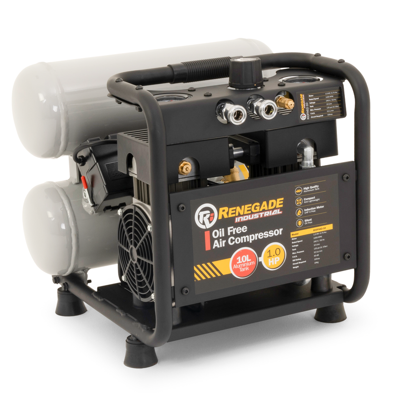 Renegade Industrial 1.0HP 52LPM Oil Free Aluminium Twin Tank Air ...