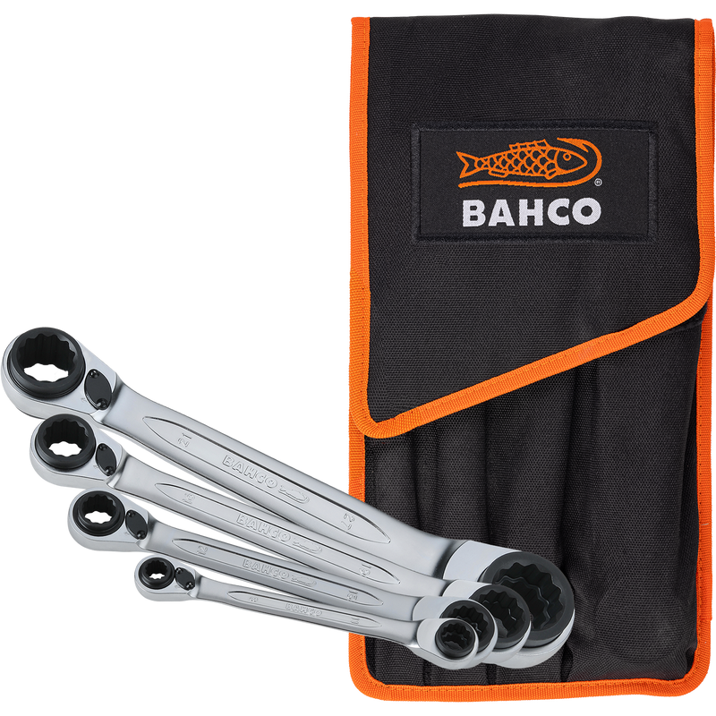 Bahco 4 Piece 4-in-1 Ratcheting Ring Wrench Set In Pouch - S4RM-4T ...