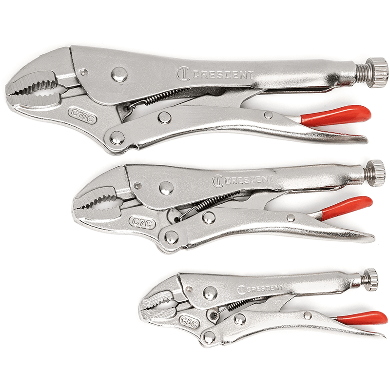 Crescent 3 Piece Curved Jaw Locking Pliers With Wire Cutter Set - CLP3SETN-08 | TradeTools