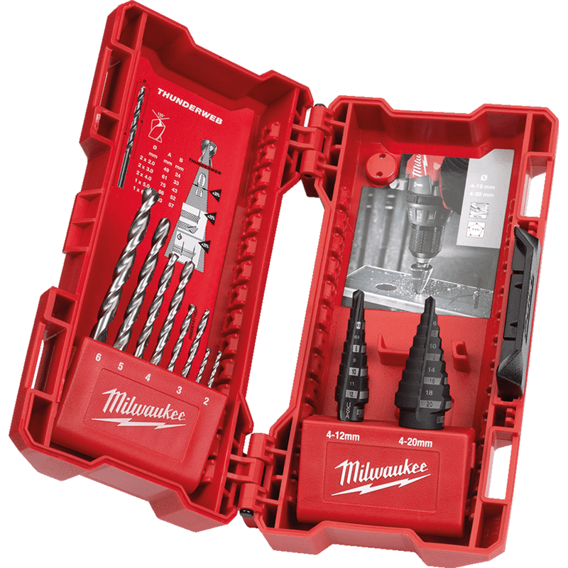 Milwaukee 10 Piece Step & Drill Bit Set - 48899350 | TradeTools