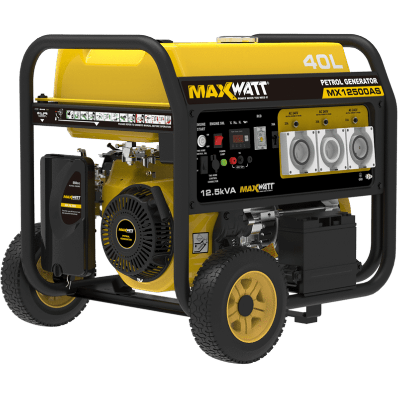 Maxwatt 12.5kVA 10000W Electric 2-Wire Auto Start Petrol Generator ...