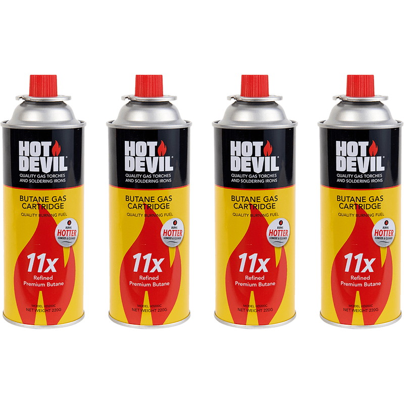 Hot Devil Butane Gas Cylinders - 4 Pack - HD200C | TradeTools