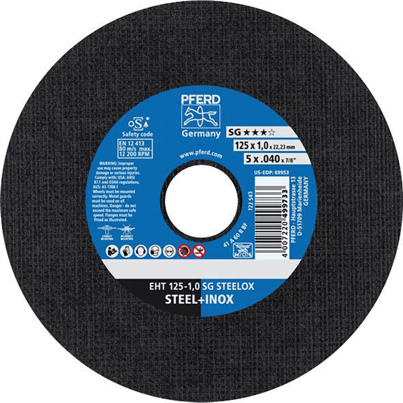 PFERD 'BLOCK' 125mm (5") Steel/Stainless Steel INOX Ultra Thin Metal Cut-Off Discs - 100 Pack ...