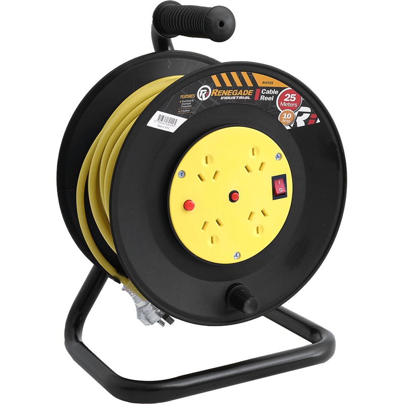 Renegade Industrial 25M Cable Reel With Overheat & Overload Protection ...