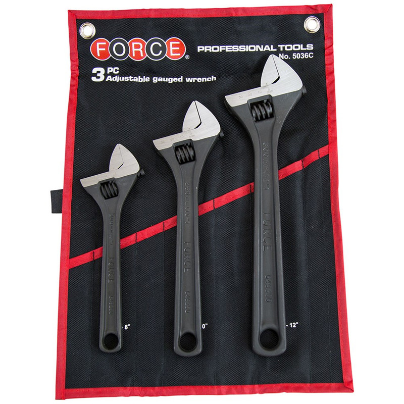 Force 3 Piece Adjustable Wrench & Shifter Set - 5036C | TradeTools