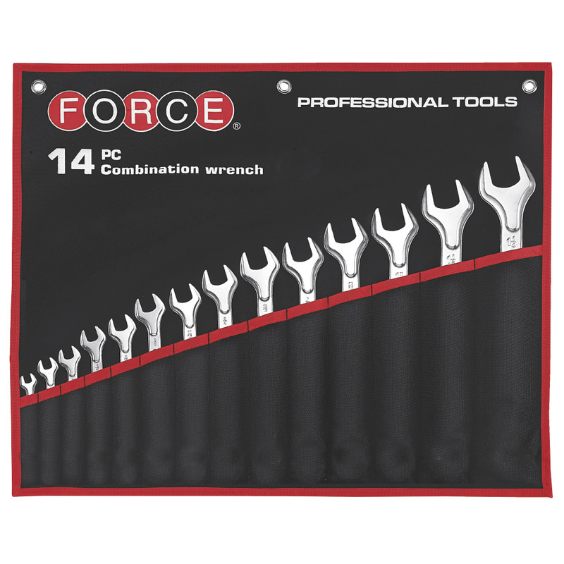 Force 14 Piece Imperial Ring Open Ended Spanner Set - 5141SC | TradeTools