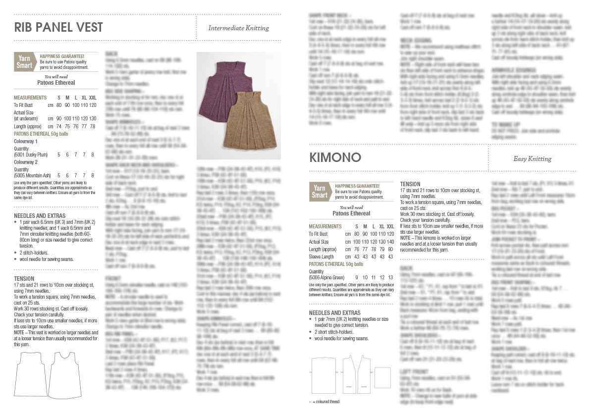 Patons Ethereal Pattern Leaflet - Made In Ethereal - Wangaratta Woollen ...