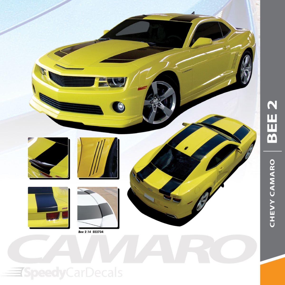 BEE 2 : 2010-2015 Chevy Camaro Bumblebee Tranformers Style Hood Racing ...