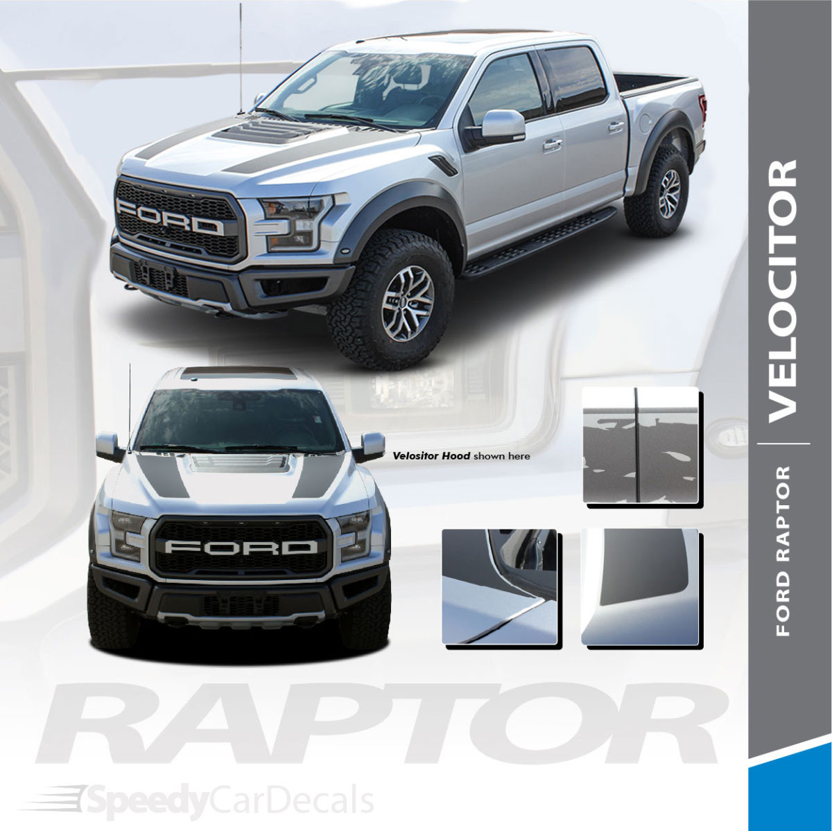 VELOCITOR HOOD, Ford Raptor Hood Stripes, Ford Raptor Hood Decals