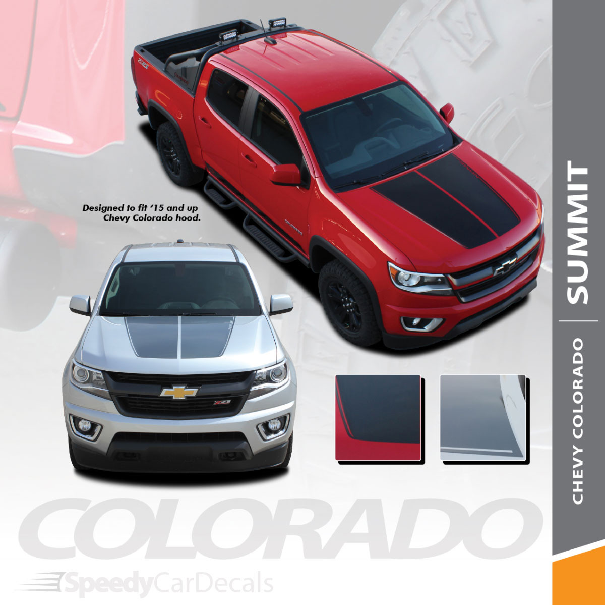 2015-2022 Chevy Colorado Hood Stripes Duel Racing Decals SUMMIT