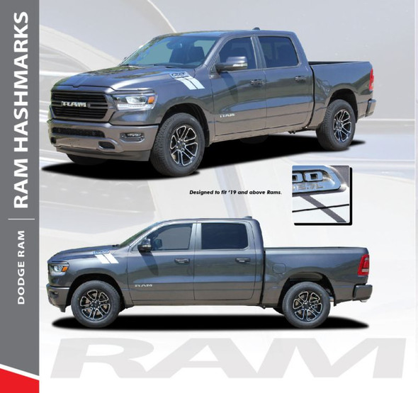RAM DOUBLE BAR : 2009-2018 Dodge Ram Hood Hash Marks Stripes Decals ...