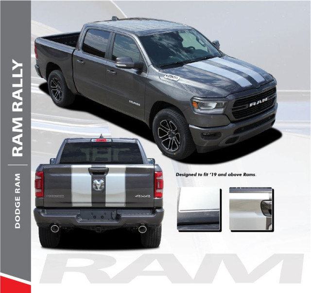 RAM RALLY : 2019-2023 Dodge Ram Racing Stripes Full Hood Rally Stripes ...