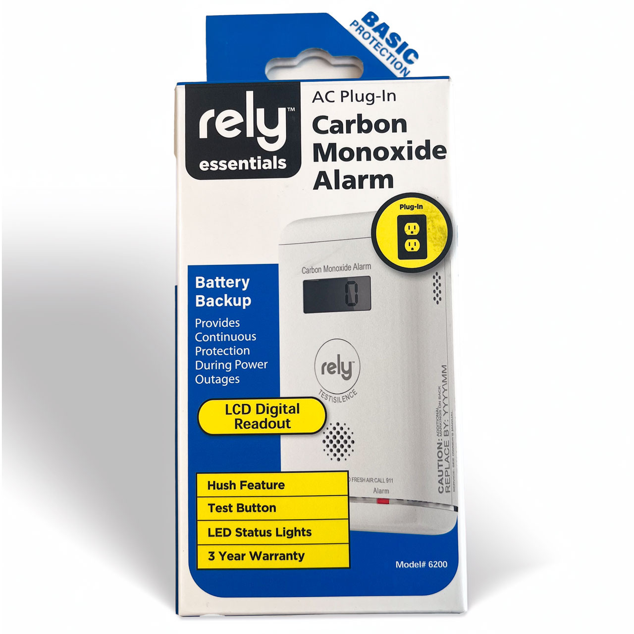 Rely Essentials Plugin Carbon Monoxide Detector, LCD Digital Display ...