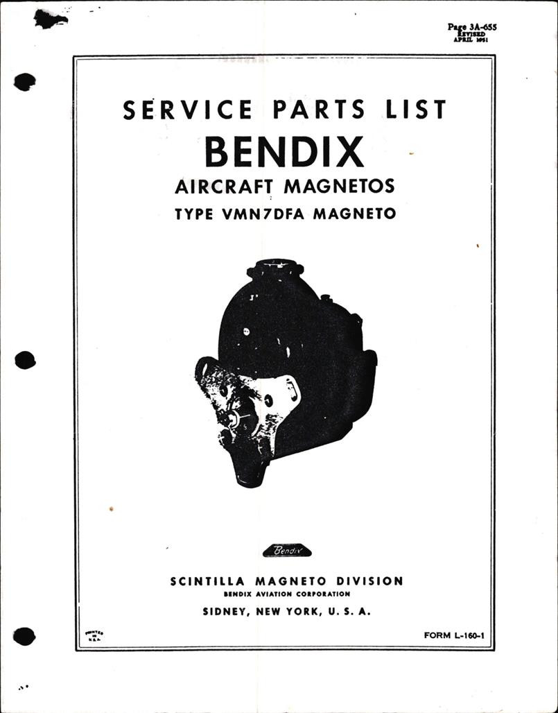 Service Parts List for Bendix Type VMN7DFA Magnetos - AirCorps Library