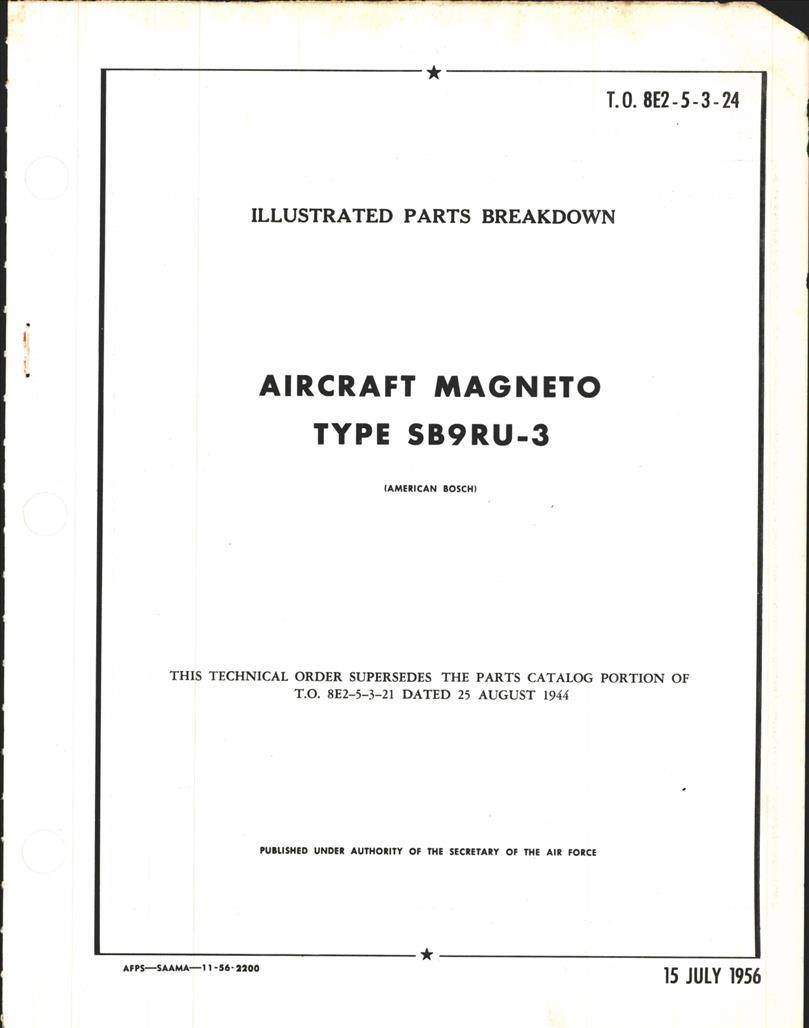 Illustrated Parts Breakdown for Aircraft Magneto Type SB9RU-3 ...