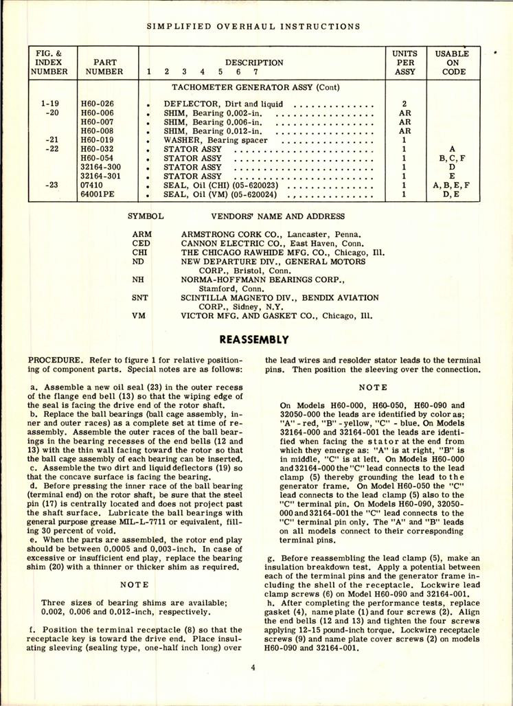 Overhaul Instructions for Tachometer Generators - AirCorps Library