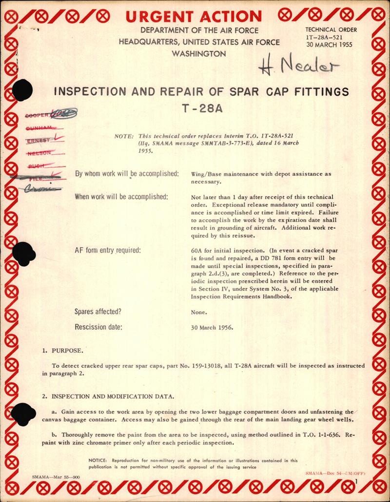 Inspection and Repair of Spar Cap Fittings For T-28A - AirCorps Library