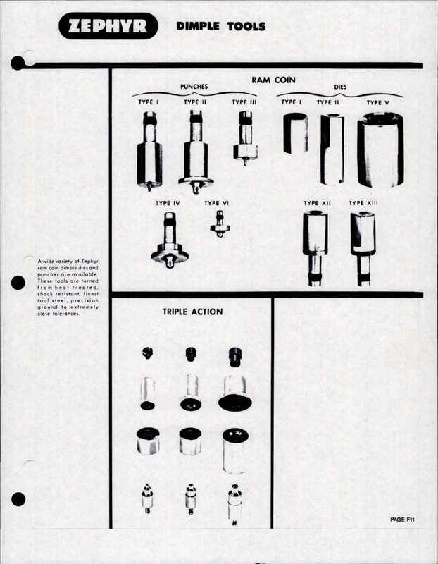 Zephyr Dimpling Machine, Parts, and Tools Catalog - AirCorps Library
