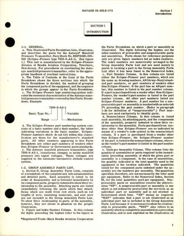 Illustrated Parts Breakdown for Autosyn Manifold Pressure Transmitter ...