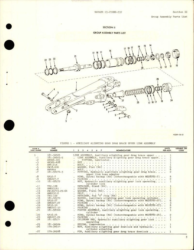 Illustrated Parts Breakdown for Auxiliary Alighting Gear Drag Brace ...