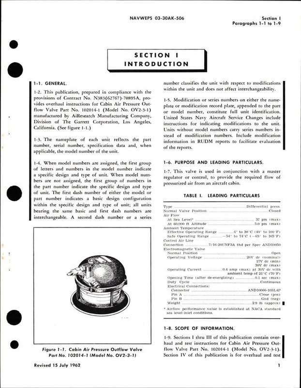 Overhaul Instructions for Cabin Air Pressure Outflow Valves - AirCorps ...