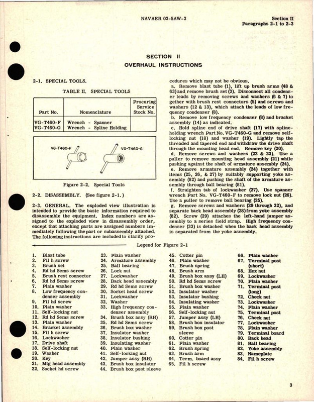 Overhaul Instructions for Starter Generator - Parts VG-609, VG-609-11 ...