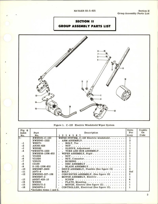 Illustrated Parts Breakdown for Electric Windshield Wiper System ...